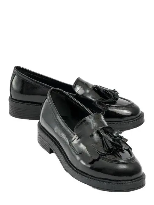 FOREVER & ALWAYS SHOES Milly Tassel Loafer - Black Patent Leather