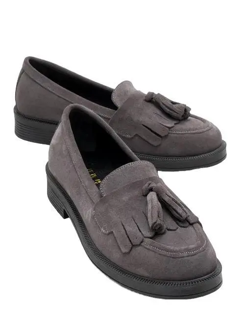 FOREVER & ALWAYS SHOES Milly Tassel Loafer - Grey Suede Leather