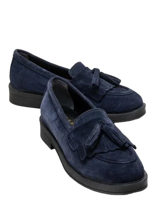 FOREVER & ALWAYS SHOES Milly Tassel Loafer - Navy Suede Leather