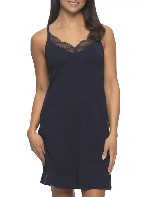 Felina Desiree Lace Trim Chemise - Eclipse