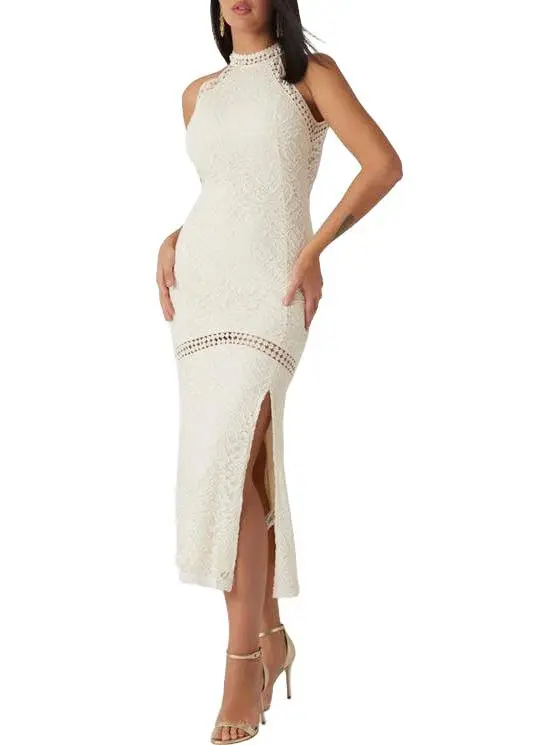 Guess Liza Open Stitch Maxi Dress - White