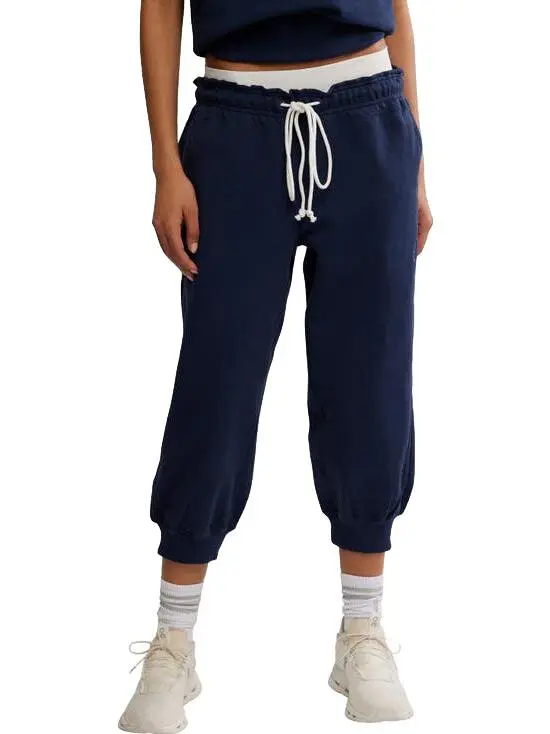 Free People Flutter Crop Joggers - Navy