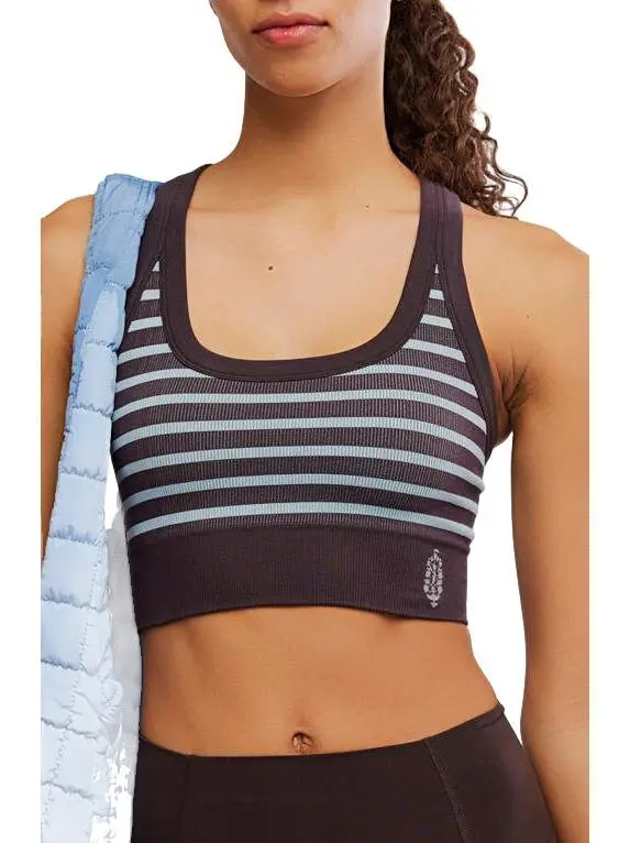 Free People Stripe Go To Sports Bra - Chocolate Combo