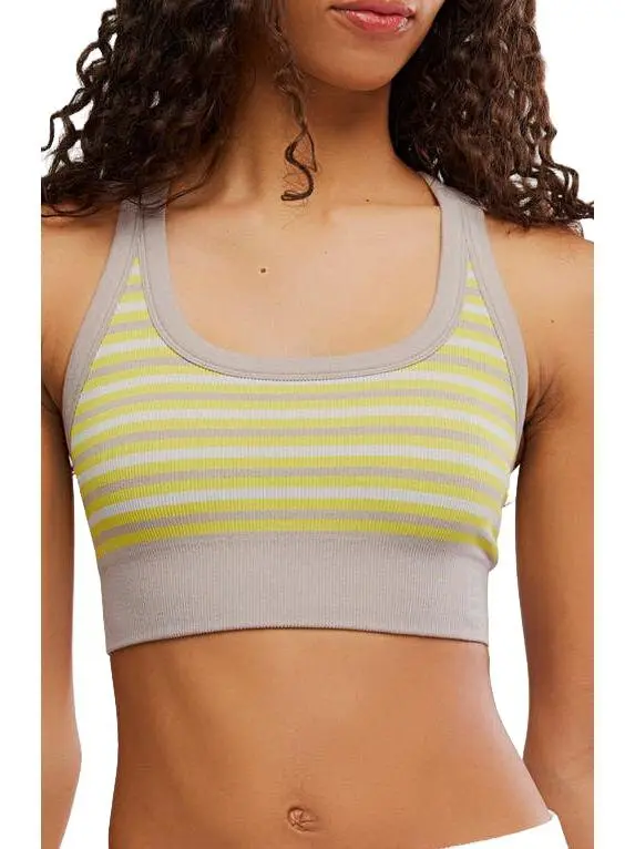 Free People Stripe Go To Sports Bra - Sour Citrus Combo