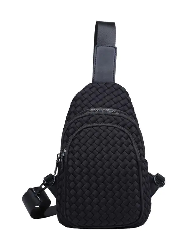 SOL AND SELENE Beyond The Horizon Woven Neoprene Sling Backpack - Black