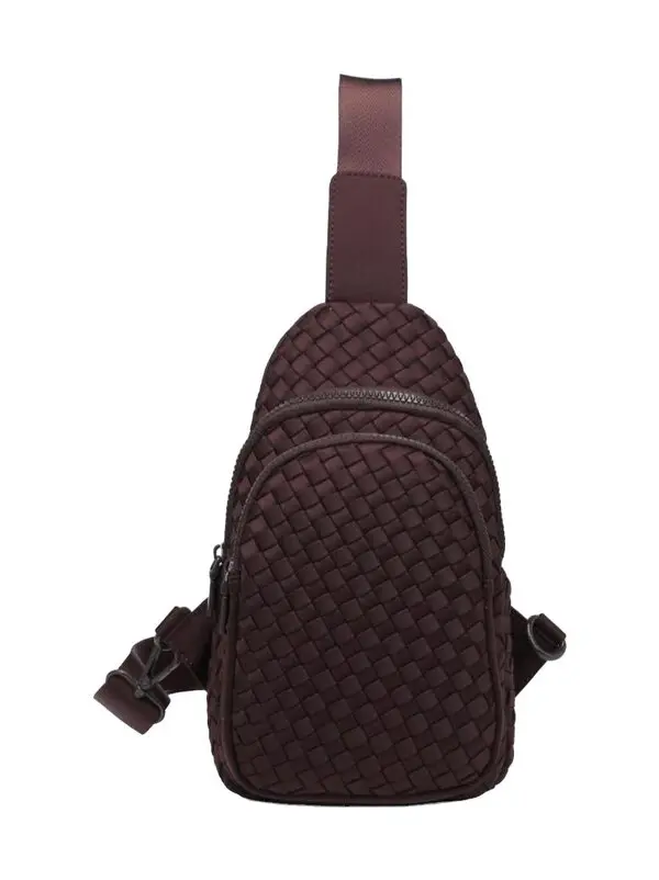 SOL AND SELENE Beyond The Horizon Woven Neoprene Sling Backpack - Chocolate