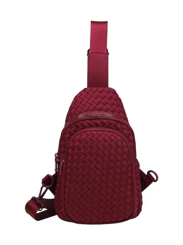 SOL AND SELENE Beyond The Horizon Woven Neoprene Sling Backpack - Wine