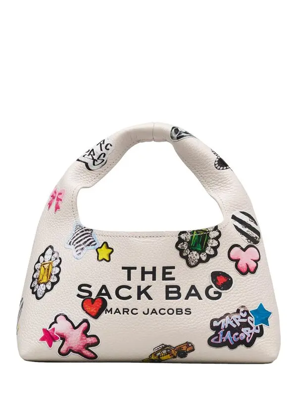 Marc Jacobs Mini Sack Sticker Leather Top Handle Bag - White Multi