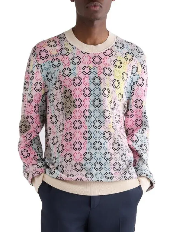 Givenchy Monogram Jacquard Crewneck Sweater - Pink Multicolored