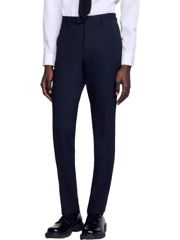 Sandro Classic Wool Suit Trousers - Navy Blue