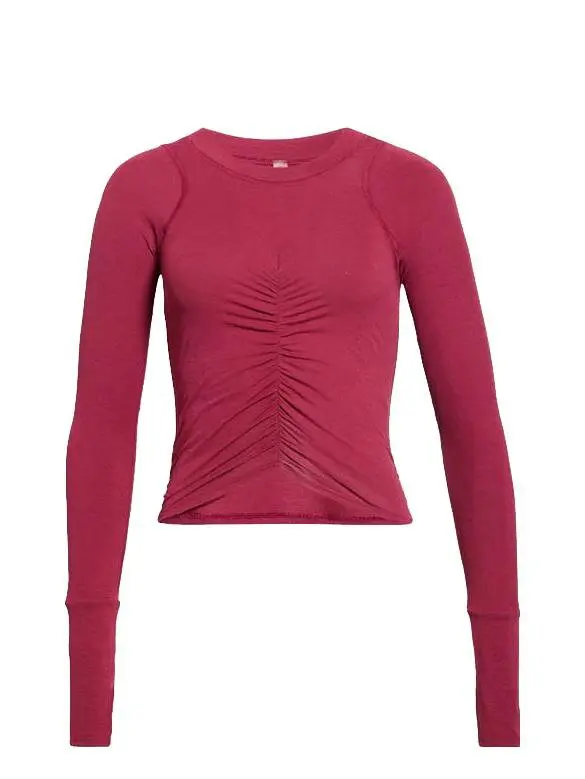 Free People Tempo Ruched Long Sleeve T-shirt - Brick