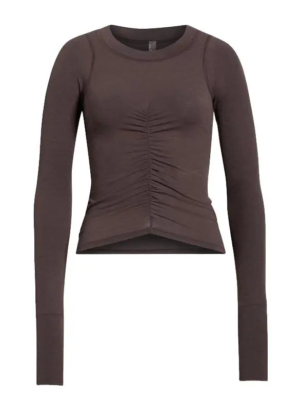 Free People Tempo Ruched Long Sleeve T-shirt - Chocolate