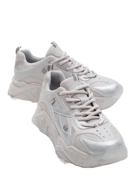 PROLOGUE SHOES Loretta Platform Sneakers - Silver