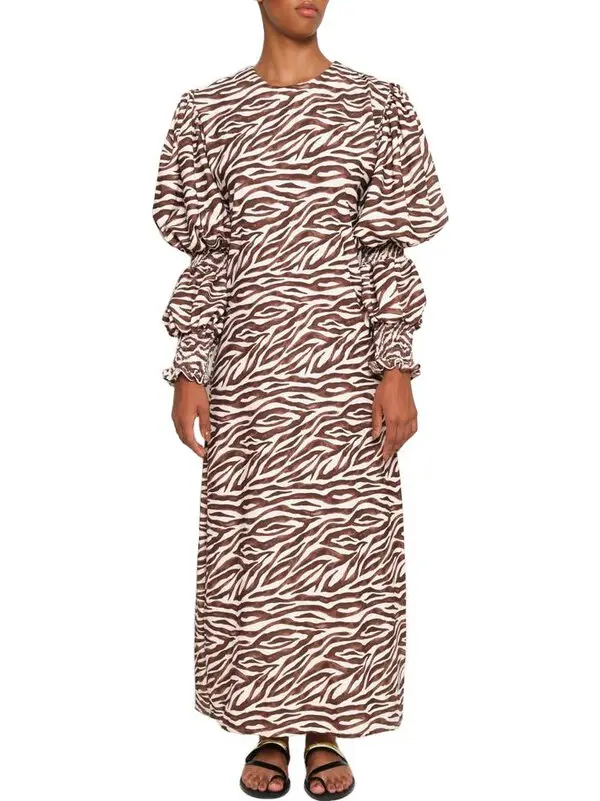 THE LULO PROJECT Makeda Printed Maxi Dress - Brown Zebra