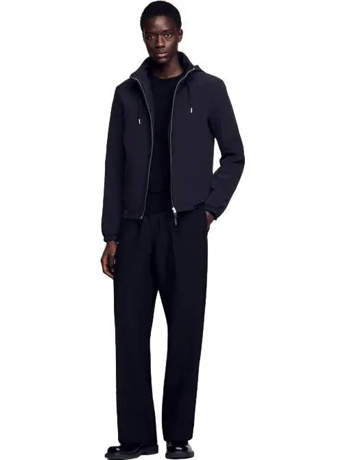 Sandro Zip-up Hooded Jacket - Navy Blue