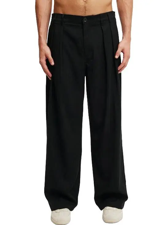 COTTON ON Super Baggy Pleated Pant - Black