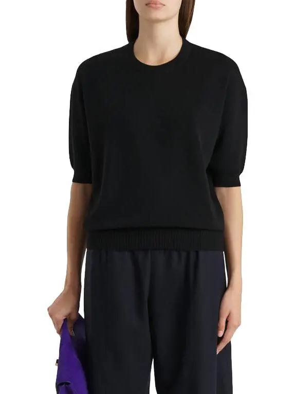 Khaite Davin Short Sleeve Cashmere Sweater - Black