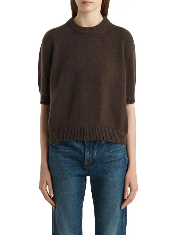 Khaite Davin Short Sleeve Cashmere Sweater - Coffee