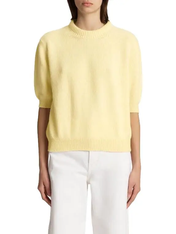 Khaite Davin Short Sleeve Cashmere Sweater - Zest