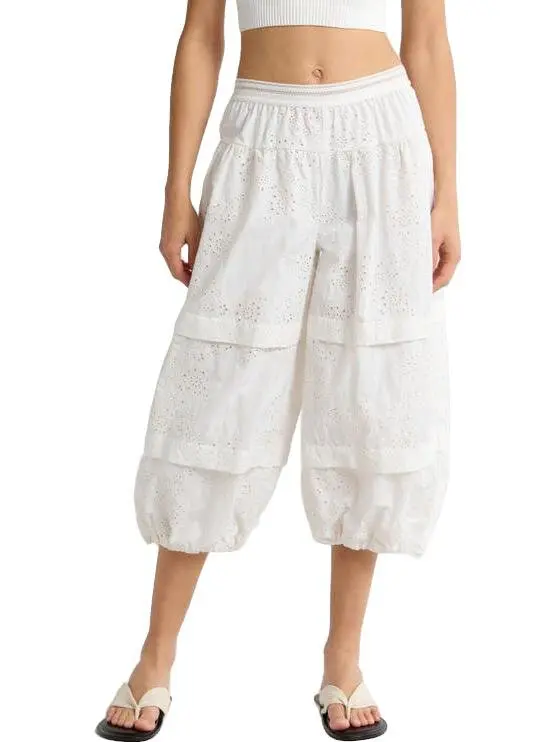 Free People Gonna Love Me Eyelet Crop Joggers - White