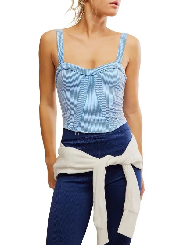 Free People Perfectly Plated Camisole - Denim Blue Combo