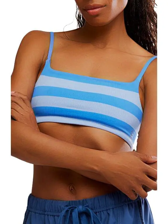 Free People Remember My Name Stripe Bra - Riviera Blue Combo