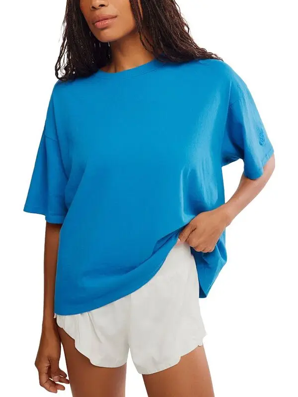 Free People Tackle Cotton T-shirt - Light Cobalt