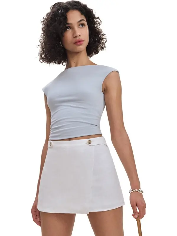 REFORMATION Clover Linen Micro Skort - Ivory
