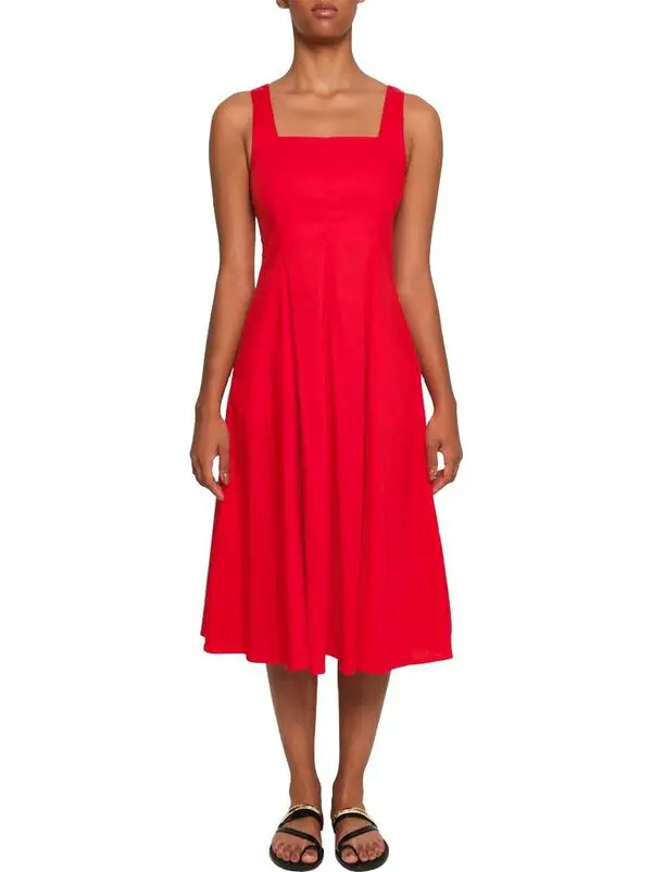 THE LULO PROJECT Sea Stretch Cotton Midi Dress - Red