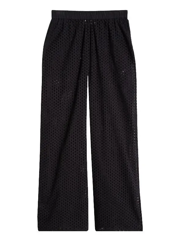 Solid & Striped The Delaney Open Knit Cotton Cover-up Pants - Noir