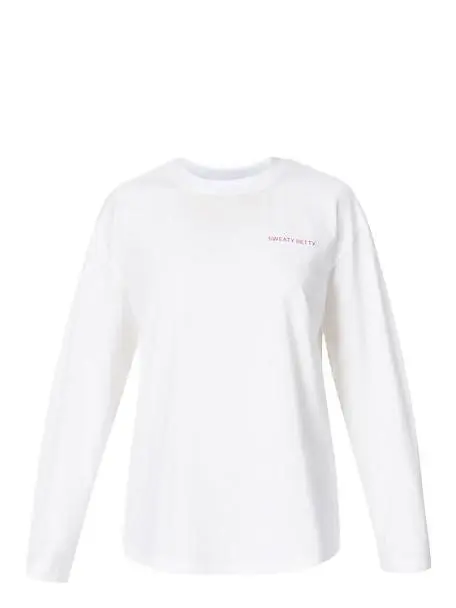 Sweaty Betty Logo-print Long-sleeved T-shirt - Lily White