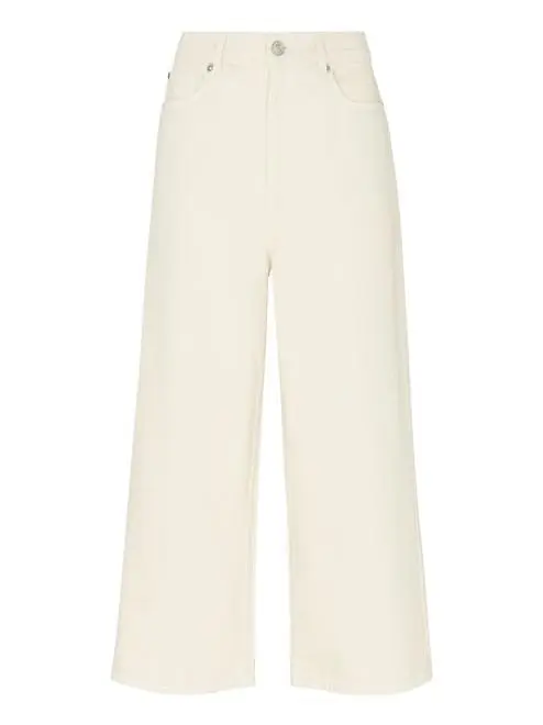 Whistles Wide-leg High-rise Cropped Denim Jeans - White