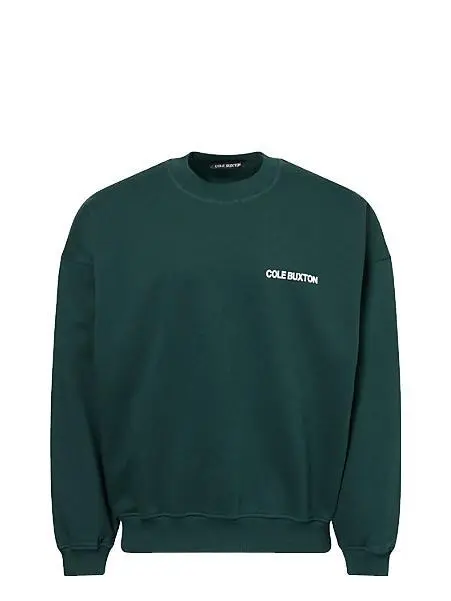 COLE BUXTON Logo-print Relaxed-fit Cotton Sweatshirt - Forest Green