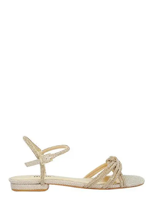 DUNE Rhinestone-embellished Metallic-woven Sandals - Gold Synthetic