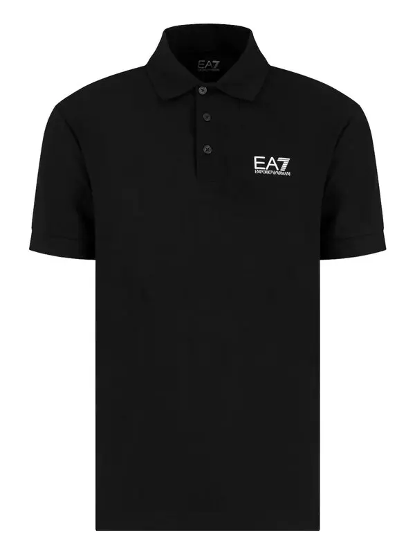 EA7 Logo-embossed Polo Shirt - Black