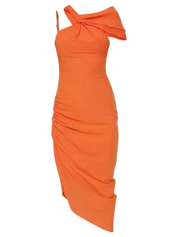 Versace Asymmetric Midi Dress - Orange