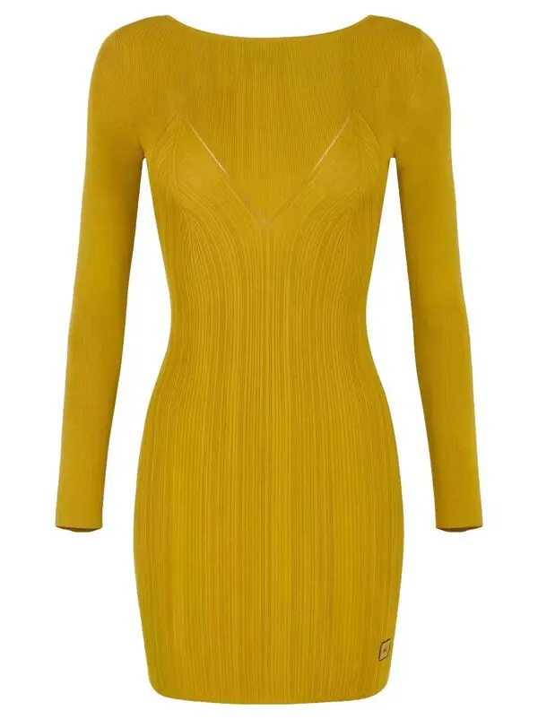 Elisabetta Franchi Lace-detail Mini Dress - Yellow