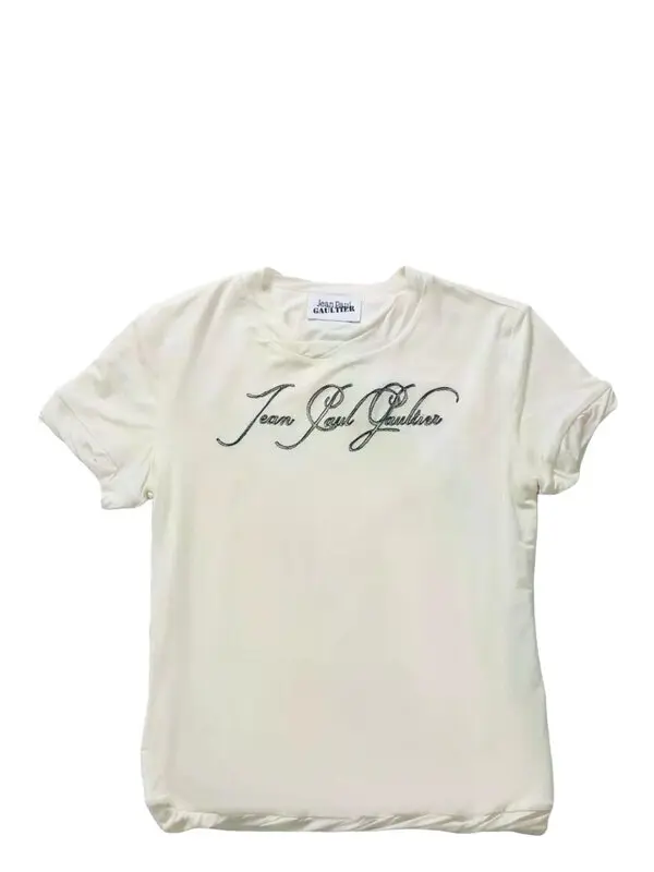 JEAN PAUL GAULTIER Logo-embroidered T-shirt - Neutrals