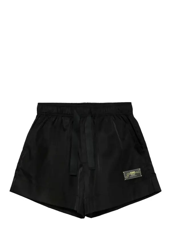 GANNI Logo-patch Shorts - Black