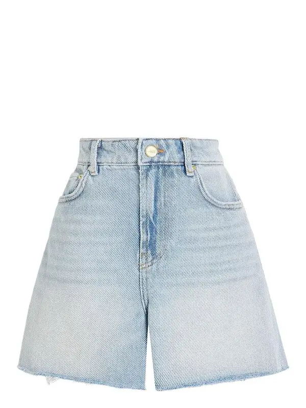 GANNI Frayed Denim Shorts - Light Denim