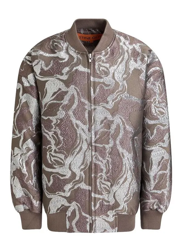 Stine Goya Metallic Brocade Bomber Jacket - Taupe