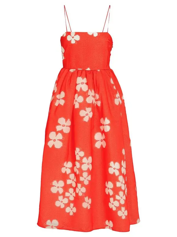 Stine Goya Yanina Floral-jacquard Midi Dress - Orange