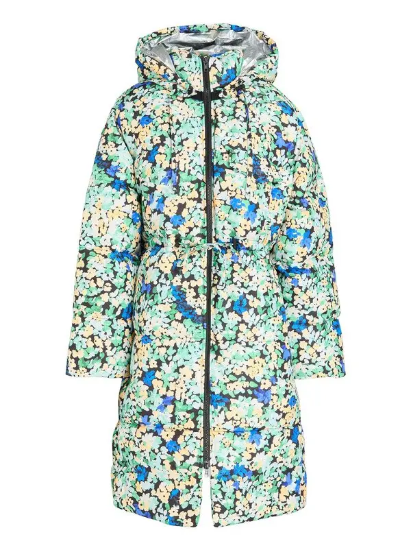 Stine Goya Oak Quilted Floral-print Shell Hooded Coat - Green