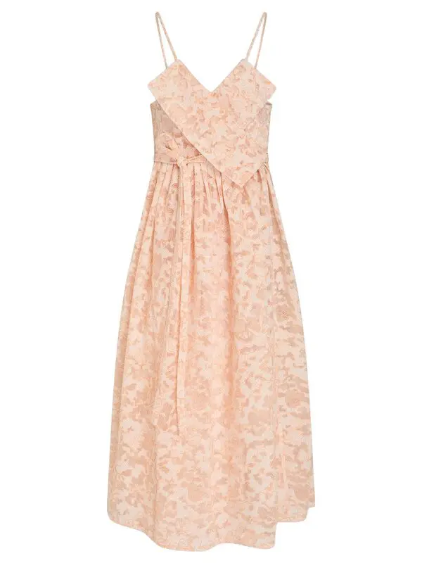 Stine Goya Lilian Embroidered Organza Midi Wrap Dress - Blush