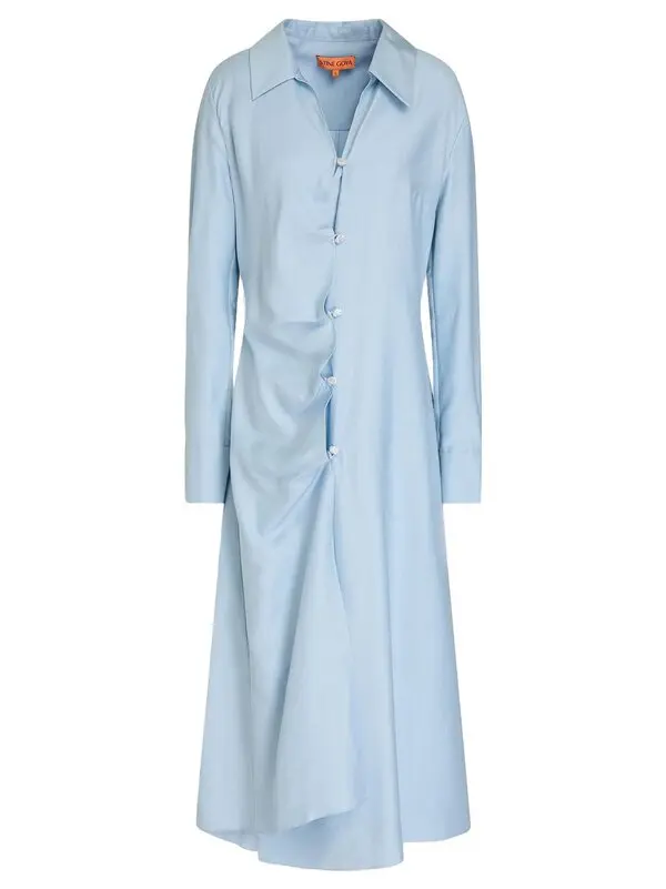 Stine Goya Spencer Asymmetric Midi Shirt Dress - Light Blue