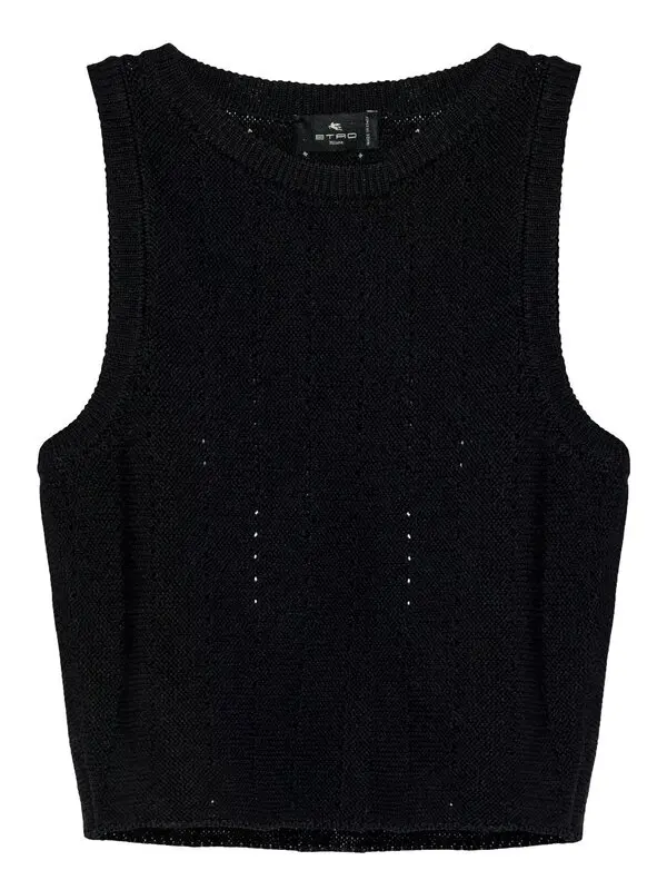 Etro Punched-detail Crop Top - Black