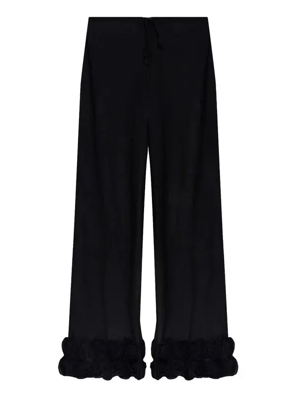 Oseree Floral-appliqué Trousers - Black