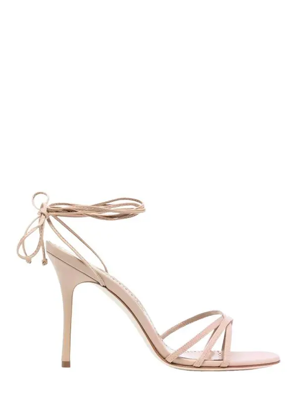 Manolo Blahnik 100mm Leather Sandals - Neutrals