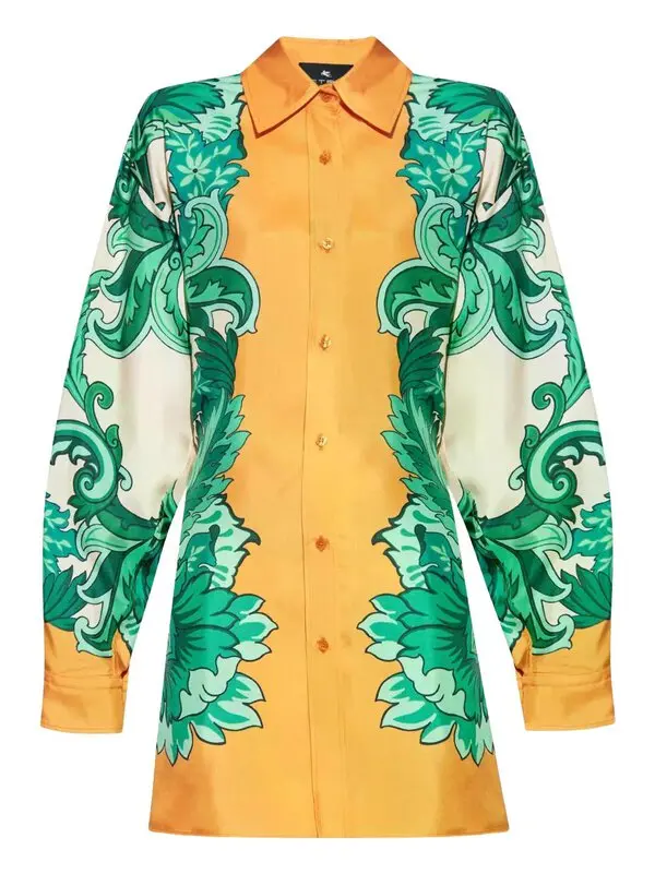 Etro Floral-print Silk Shirt - Orange