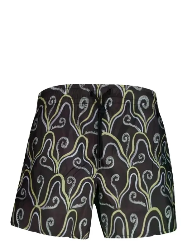 Commas Abstract-pattern Swim Shorts - Black